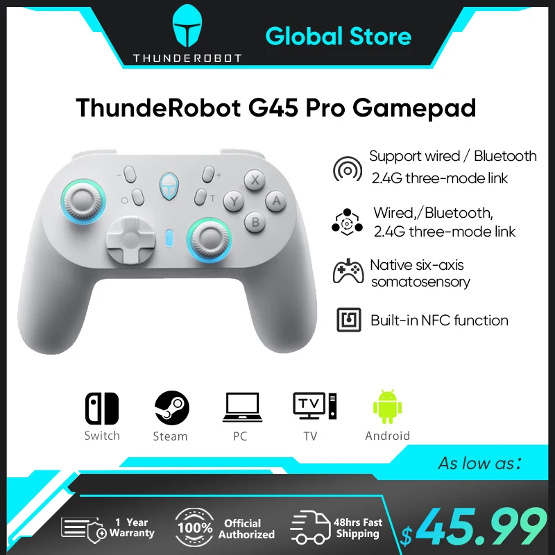 ThundeRobot-Gamepad-inal-mbrico-G45-Pro-controlador-de-juegos-de-tres-modos-Efecto-Hall-NFC ...