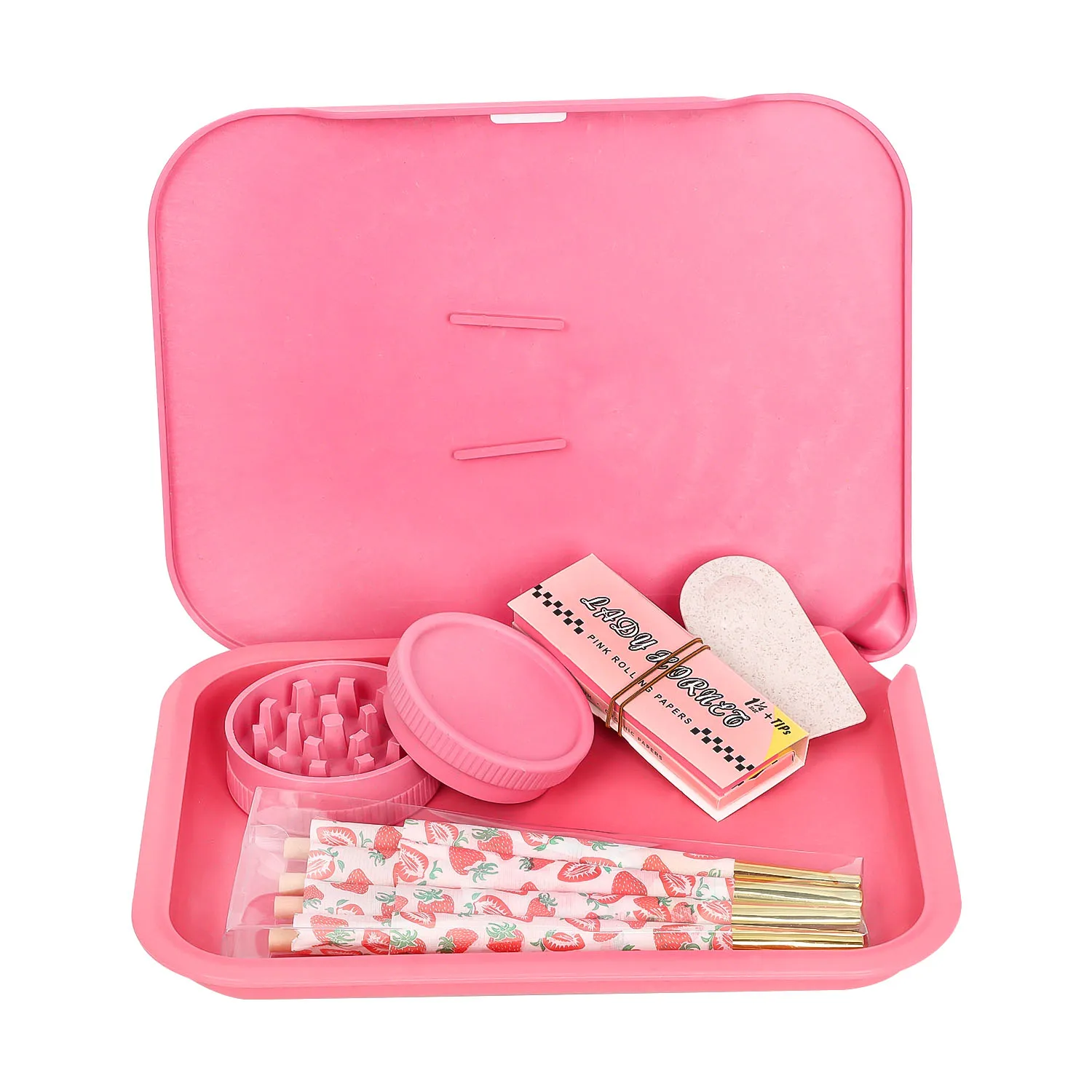 1-set-pink-smoking-set-double-layer-roll-tray-with-scraper-gift-for ...