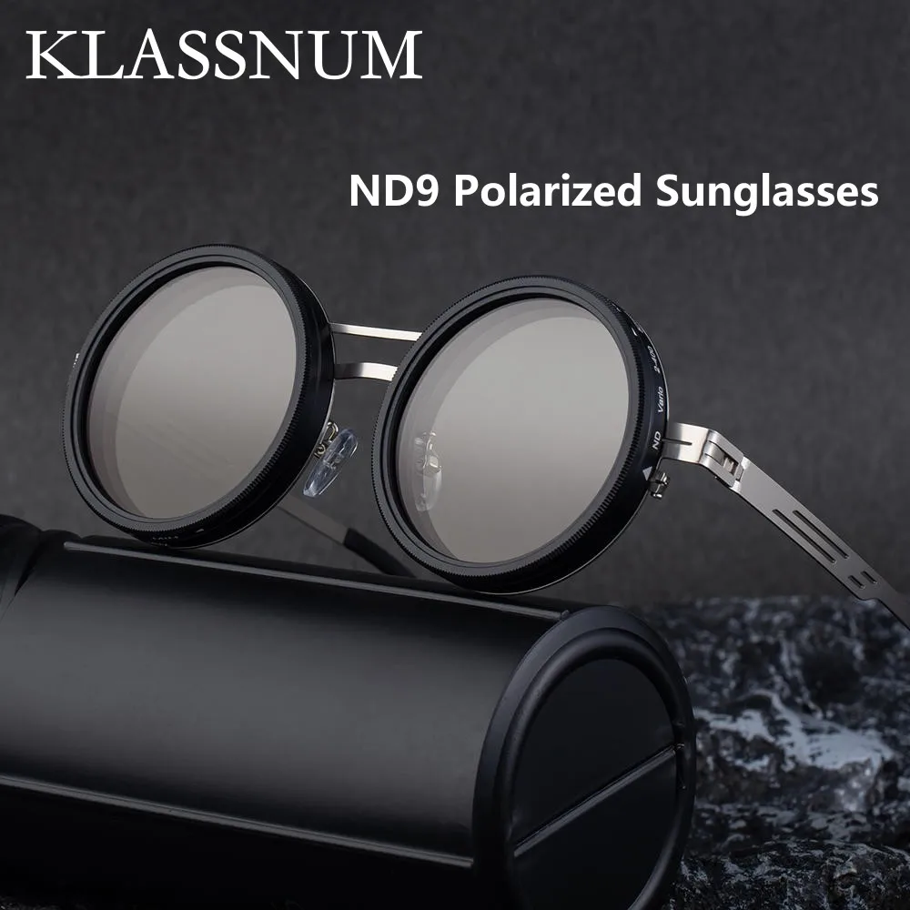 ND9 Adjustable Dimming Sun Glasses Polarized Sunglasses Men Women Retro ...