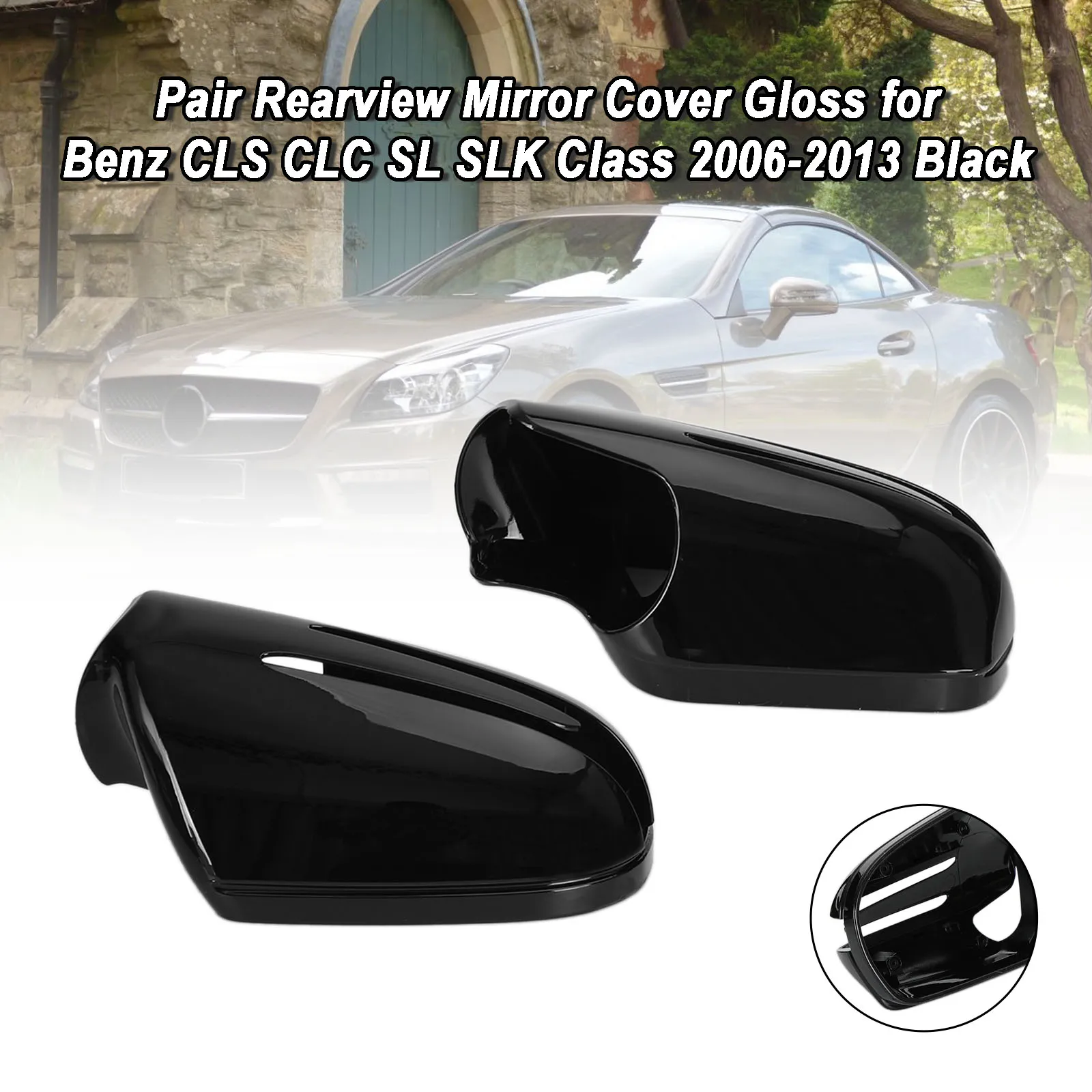 Areyourshop Pair Rearview Mirror Cover Gloss for Benz CLS CLC SL SLK ...