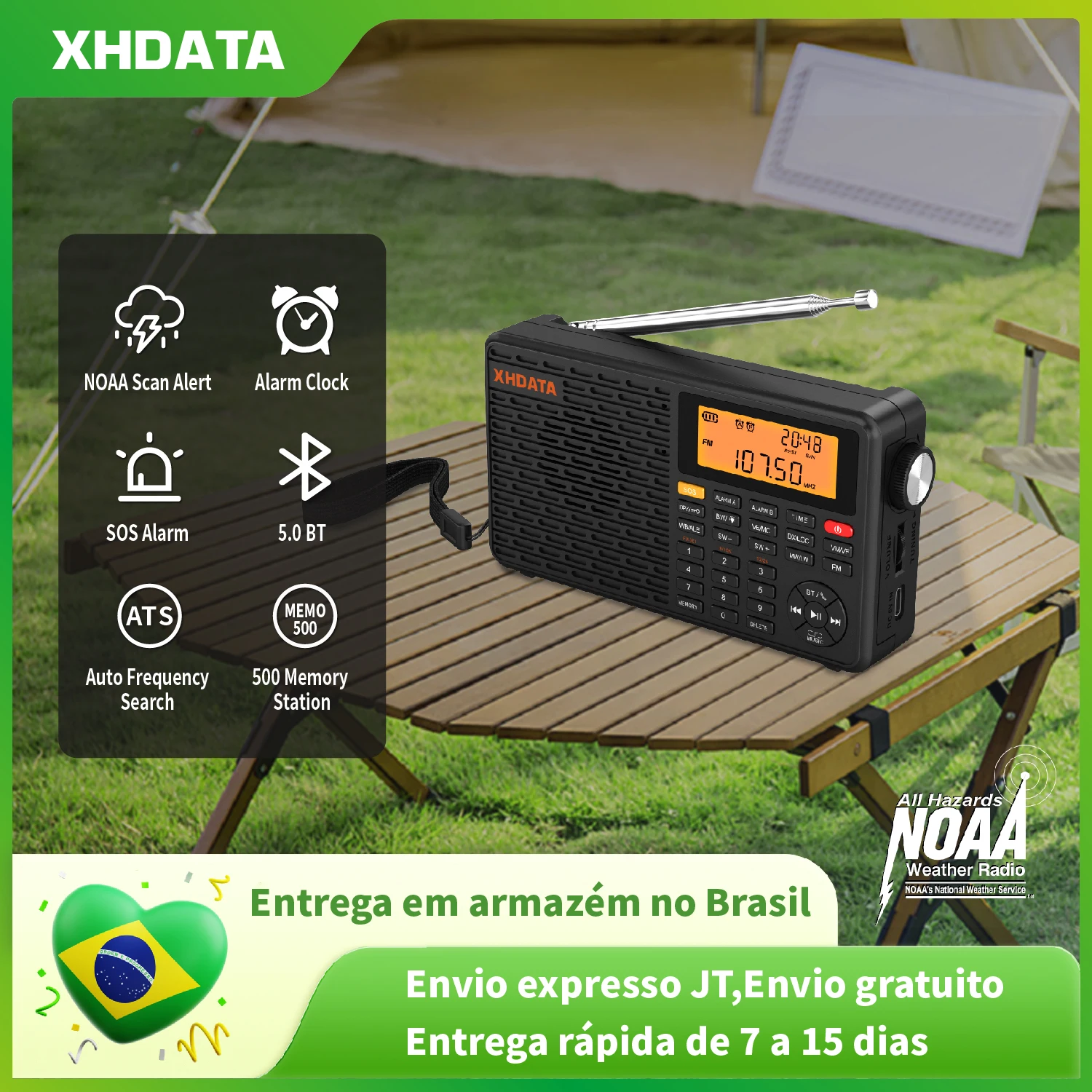 Radio Portatil Digital XHDATA D109WB D109 com Bluetooth 5 0 Faixas OM ...