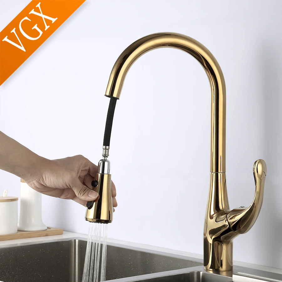 VGX-Pull-Out-Kitchen-Sink-Faucet-Stream-Sprayer-Gourmet-Kitchen-Faucets ...