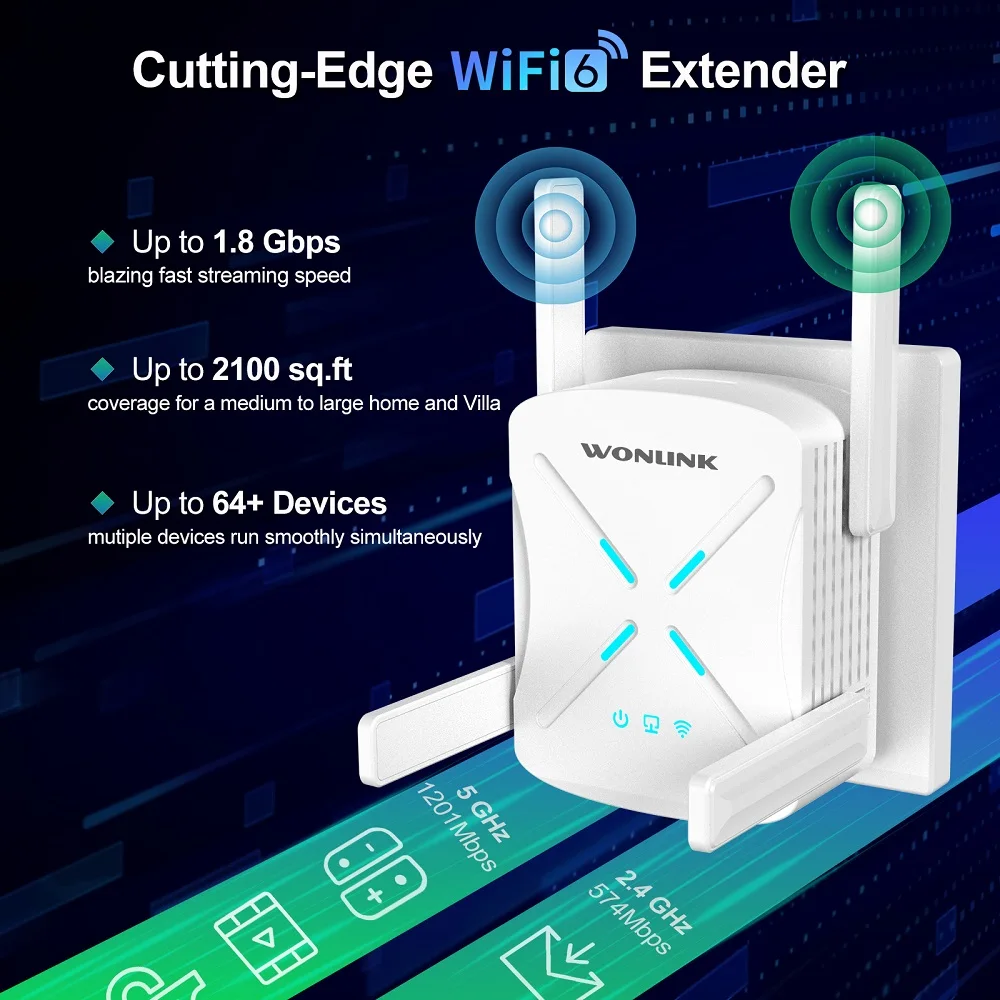 WiFi-6-Extender-1800Mbps-WiFi-5-1200Mbps-Extender-Dual-Band-2-4G-5-8G ...