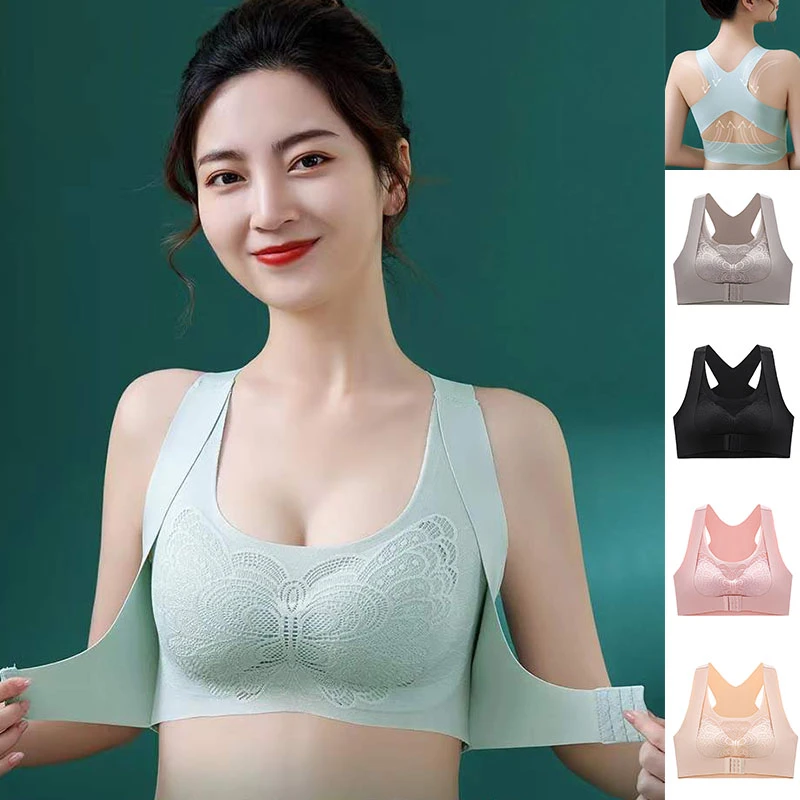 Seamless Bras for Women Front Closure Wire Free Bralette Sport Gather Butterfly Beauty Back Bras ...