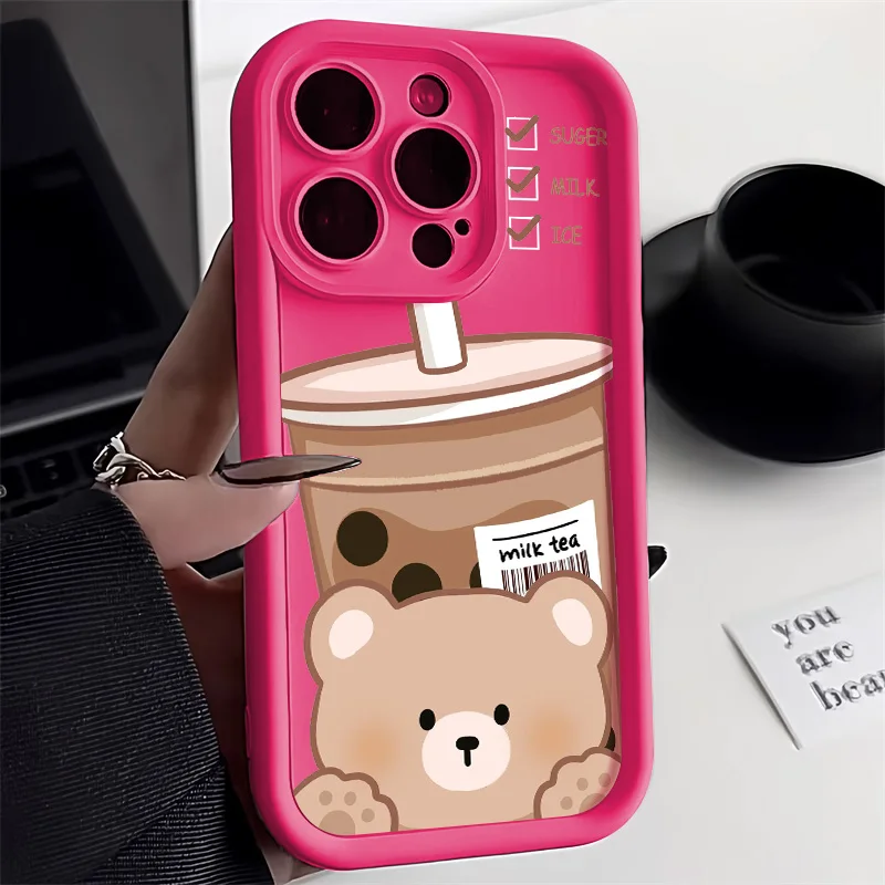 Fundas de teléfono con dibujo de oso para iPhone, carcasa trasera con ...