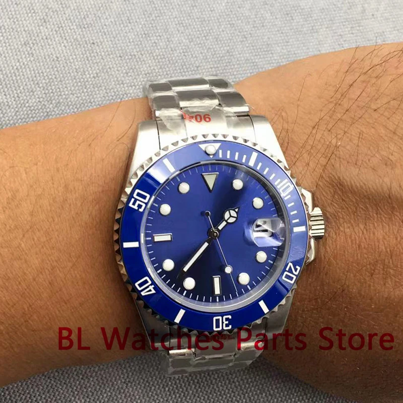 BLIGER-40mm-Automatic-Men-s-Watch-Blue-Insert-Sunburst-Blue-Dial-NH35A ...