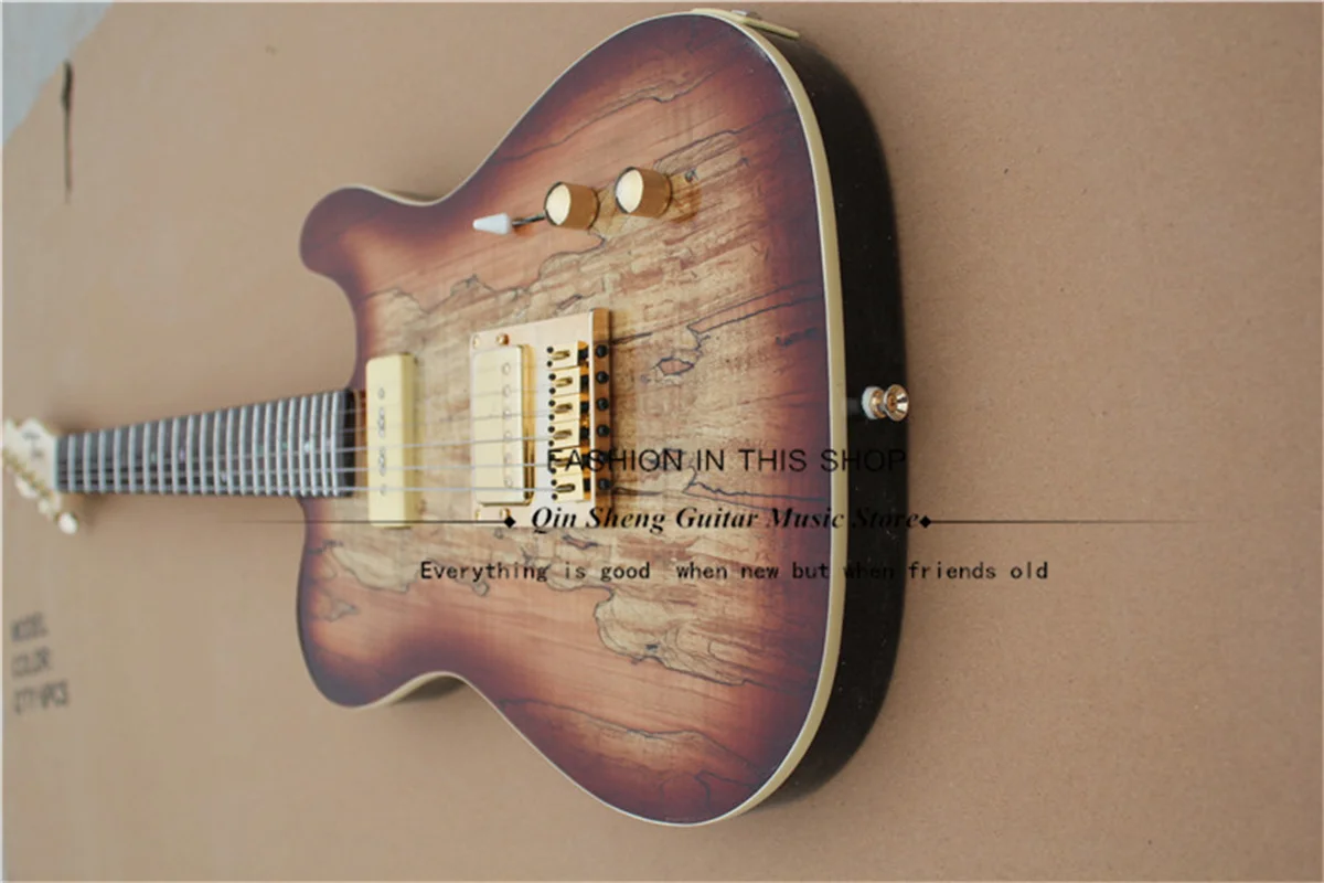 6-String-Electric-Guitar-Sunbust-guitar-Burr-Brown-Body-SH-pickups ...