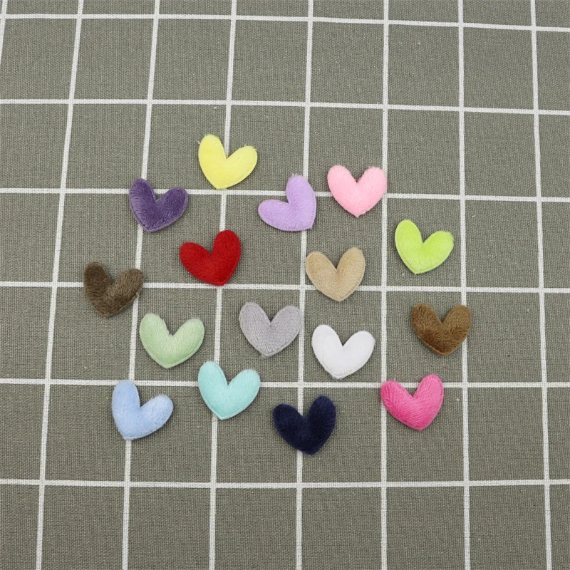 100Pcs-Plush-Peach-Heart-Padded-Appliques-Patches-DIY-Craft-Scarf-Toy ...