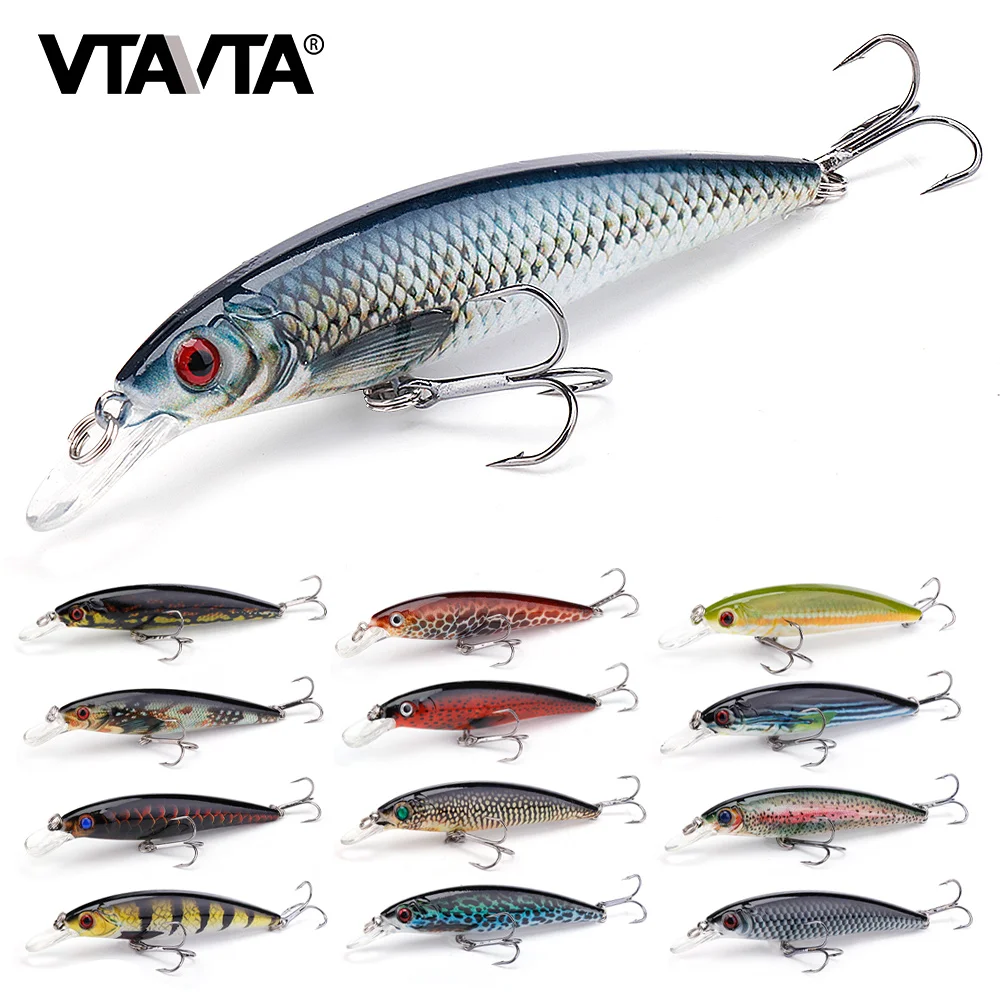 VTAVTA-Minnow-Fishing-Lures-110mm-11g-3D-Eyes-Artificial-Bait-Pike-Carp-Bass-Floating-Wobbler ...