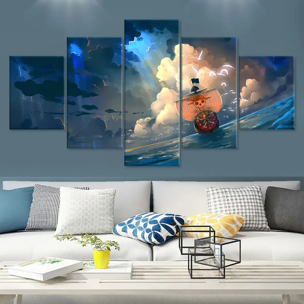 5-Panels-Anime-Dragon-Ball-One-Piece-Landscape-Posters-Peripherals-Art ...