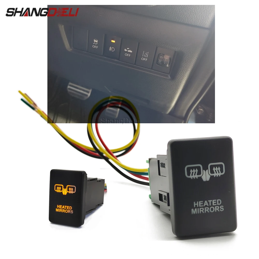 Car Modified Key LED Light Heated Mirrors Switch Button For Toyota ...