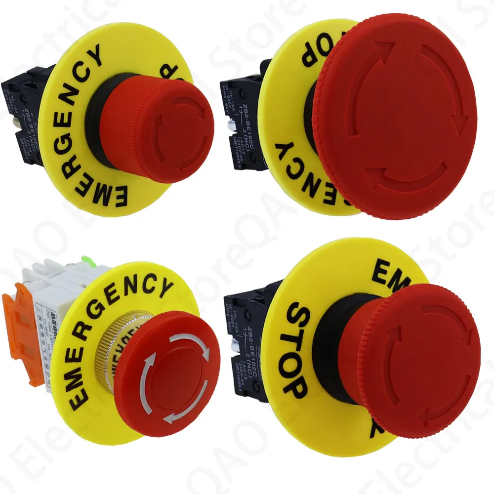 22mm-red-mushroom-head-emergency-stop-button-switch-XB2-LAY37-NO-NC ...