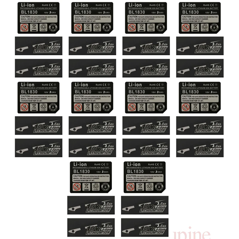 10 Sets BL1830 Tag Li-Ion battery 18V Sticker Label For Makita 18V 3Ah ...