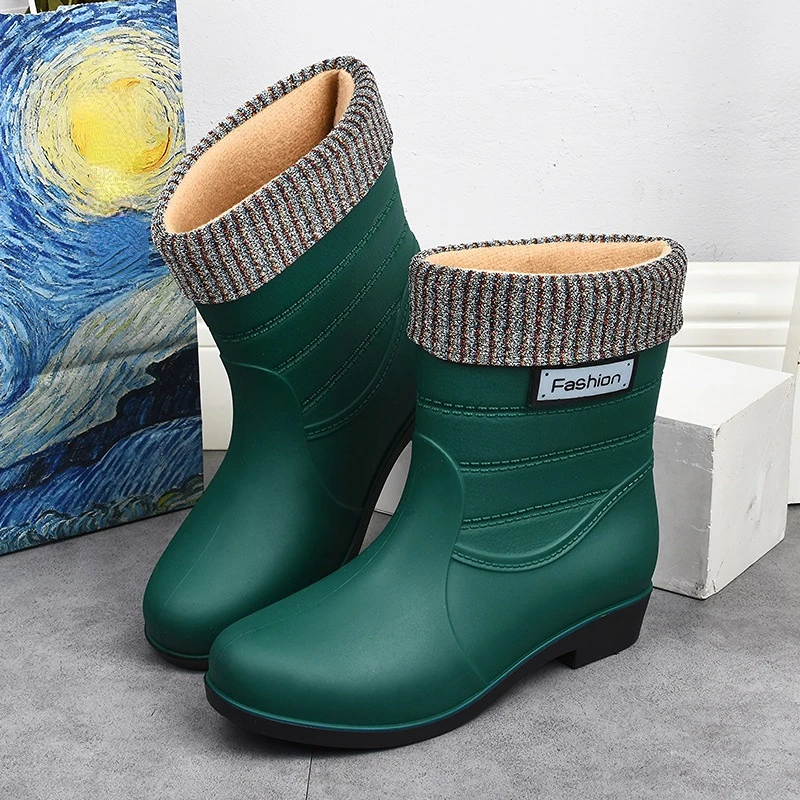 Rubber Boots for Women Rain Shoes Comfort Slip-on Waterproof Galoshes ...