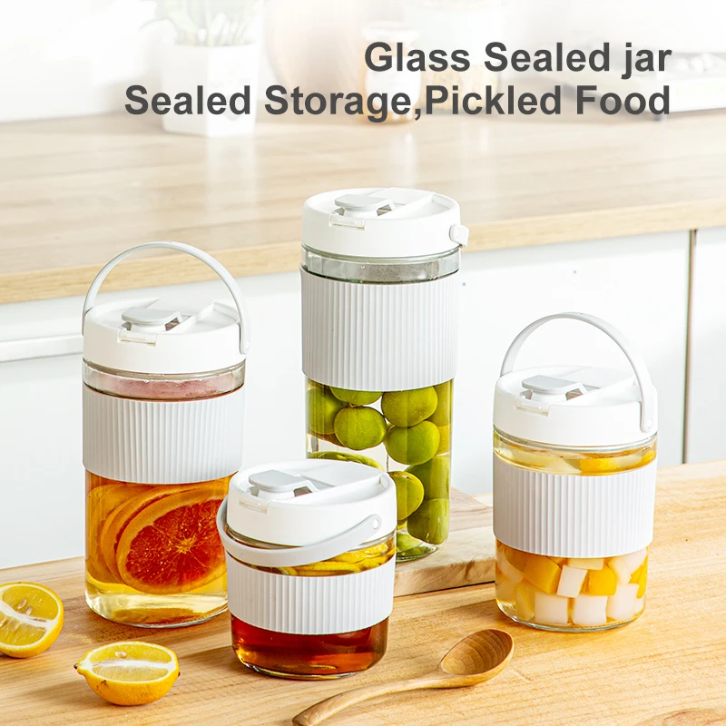 Airtight-Glassware-Pickle-Glass-Jar-Kitchen-Sealed-Organizer-Glass-Tank ...