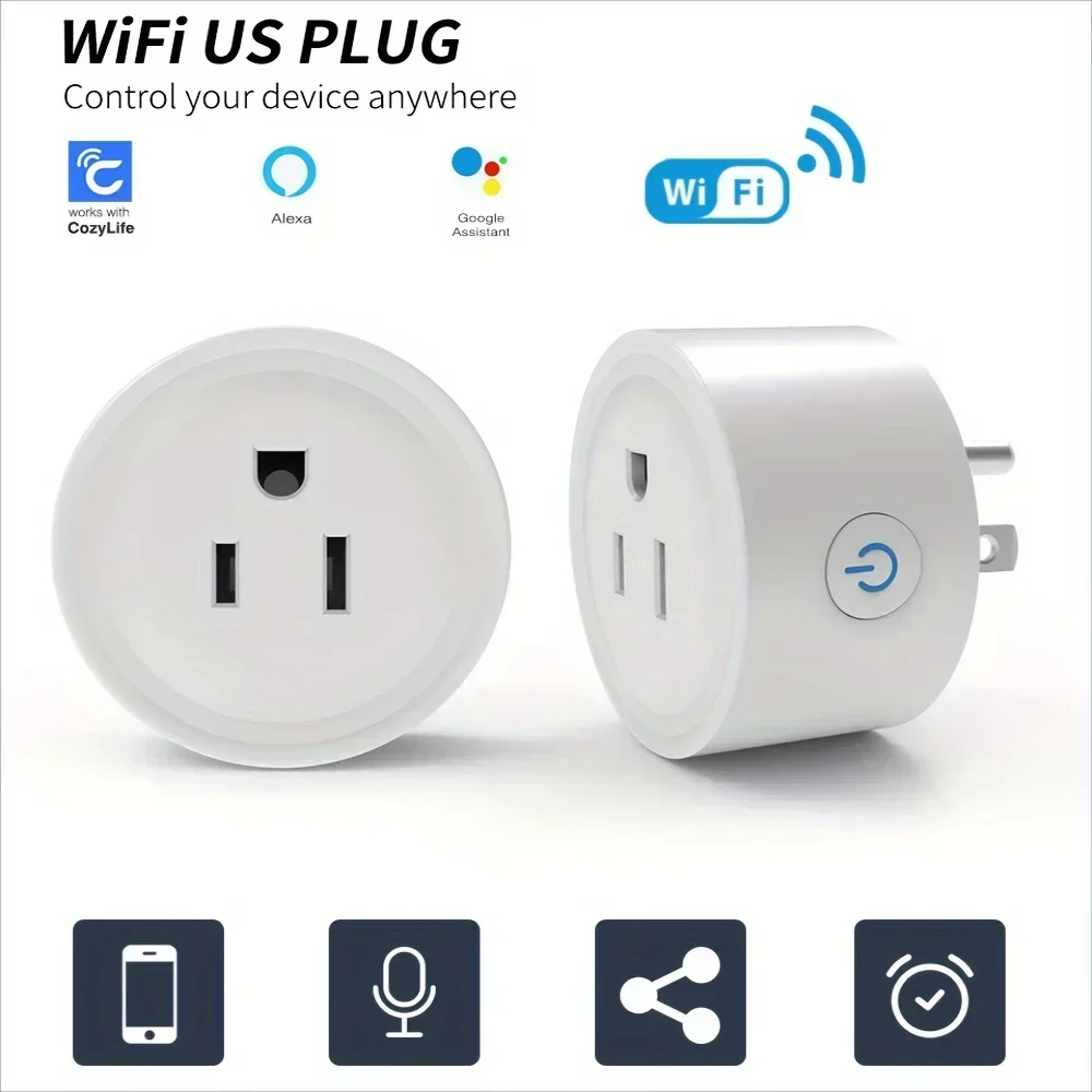Smart US Plug WiFi Outlet Switch Socket 10A APP/Voice Control Group 100 ...