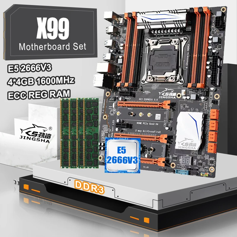 Jingsha X99 Ddr3 D3 Motherboard Set With Xeon E5 2666 V3 Lga2011-3 Cpu ...