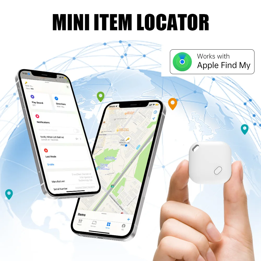 Global Mini GPS Tracker Locator Works with iOS Find My APP Smart Tag ...