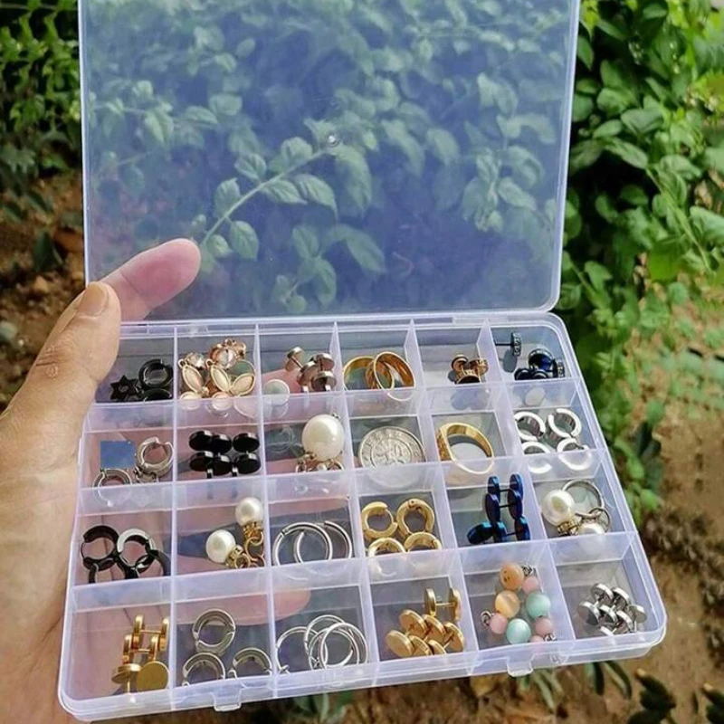 1-24-Grids-Compartment-Jewelry-Box-Transparent-Plastic-Storage-Boxes ...