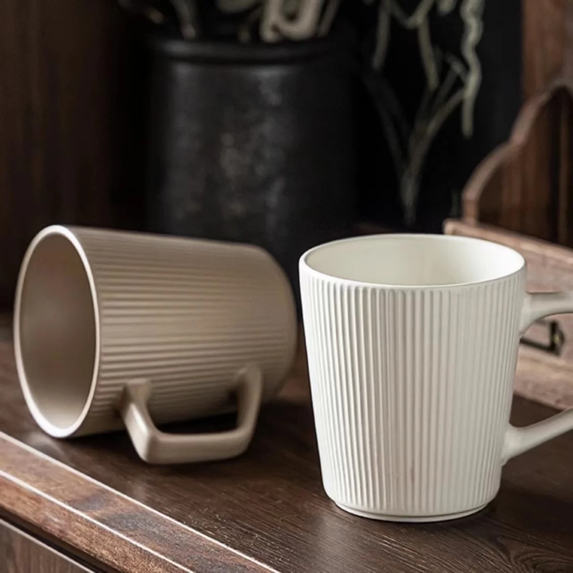 Vintage-Style-Striped-Embossed-Mug-Simple-Premium-Coffee-Mug-Milk ...