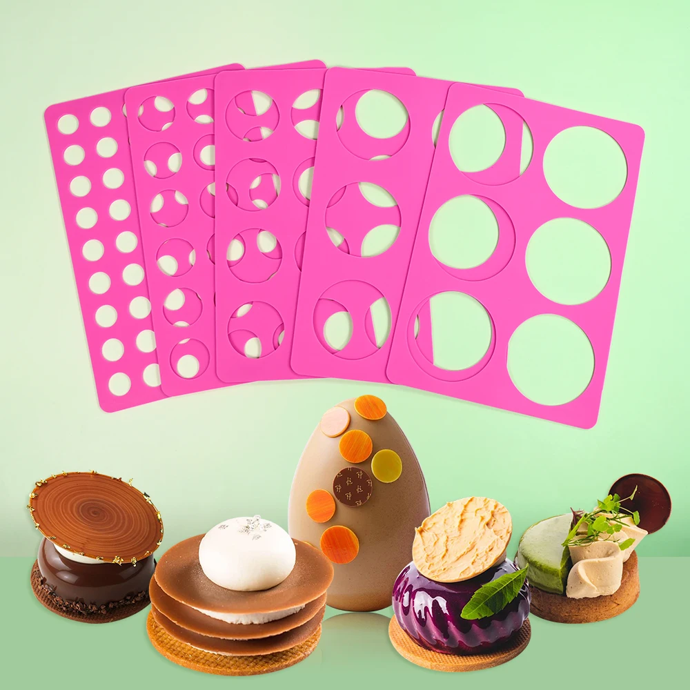 Round-Shape-Silicone-Chablon-Molds-Cheese-Chocolate-Cookie-Stencil-Mat ...