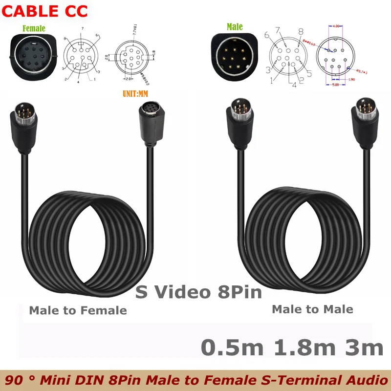 S-video set-top box cable Mini DIN 8pin Male to Male，Male to Female ...