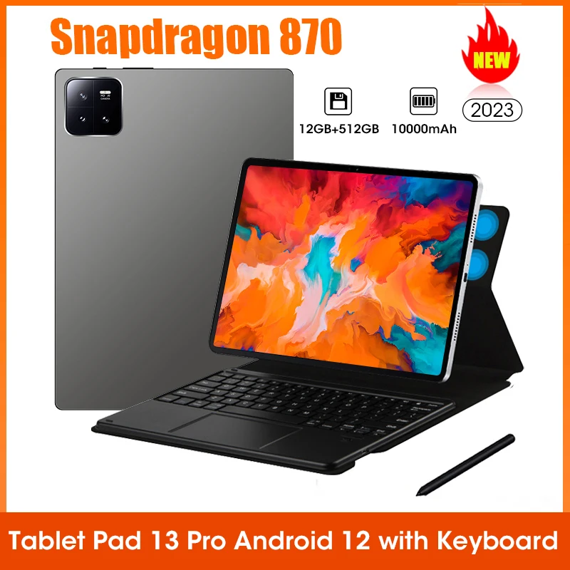 Tablet Global Versão Pad Pro, Android 12, Snapdragon 870, 120Hz, WQHD ...