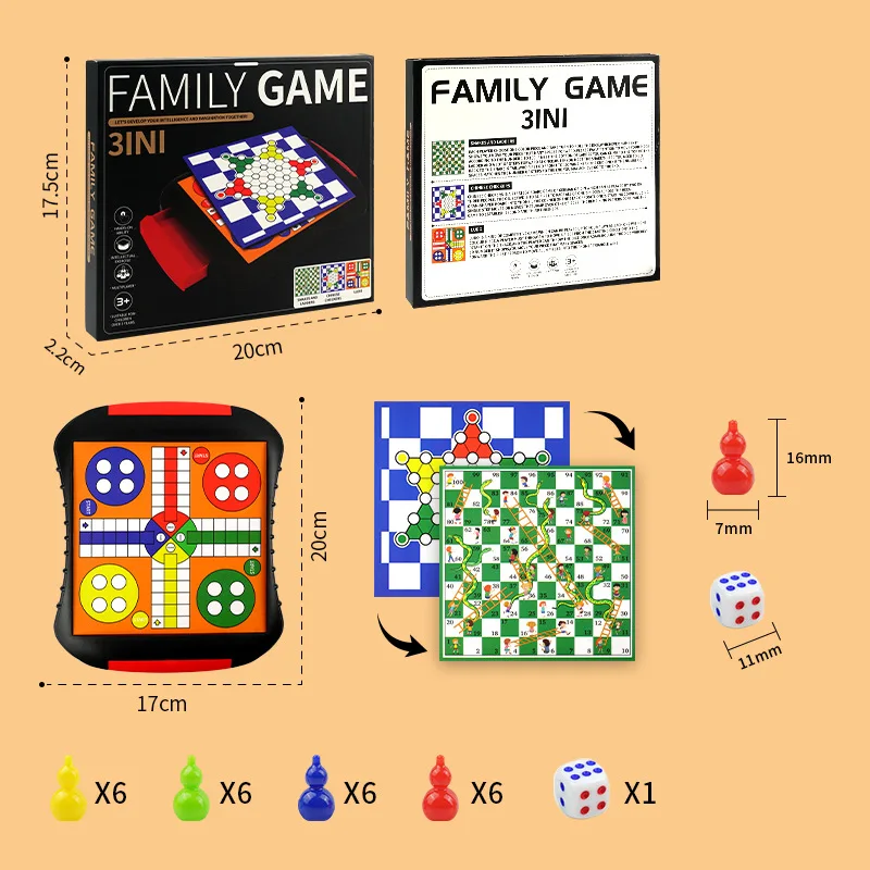 Portable 7 in 1 Ludo Chess Snake and Ladders Chinese Checkers ...