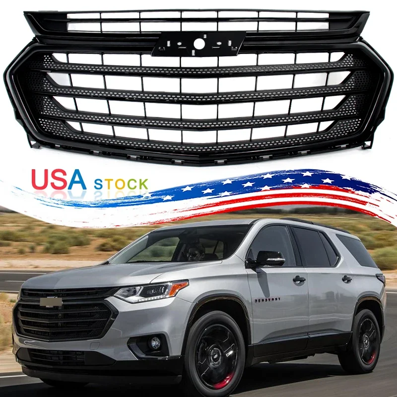 Gloss Black Front Bumper Upper Grille Modified Grill Replace For Chevy ...