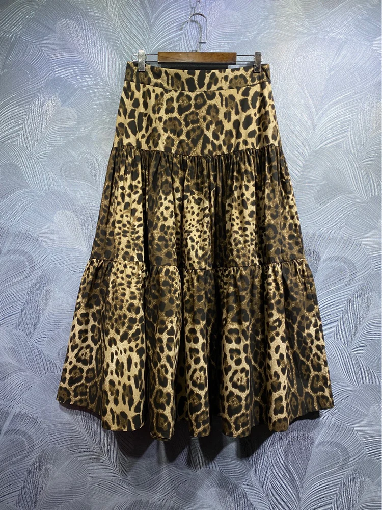 100-Cotton-Leopard-Printing-Skirt-Runway-Fashion-Party-Vacation-Half ...