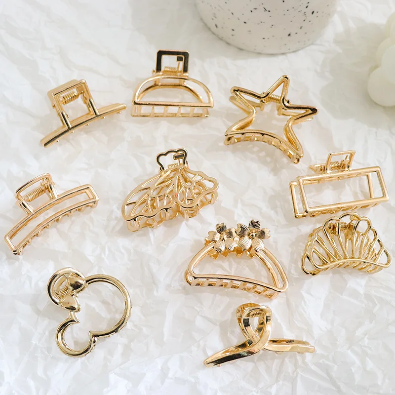 Fashion-Hollow-Heart-Metal-Hair-Claw-Clips-Simple-Non-Slip-Mini-Gold ...