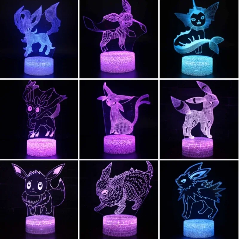 Pokemon Anime Figure 3D Table Lamp Eevee Pikachu Creative Night Light ...