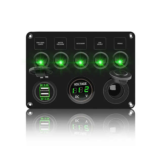Universal Car Switch Panel 12V Voltmeter Dual USB Accessories For ...