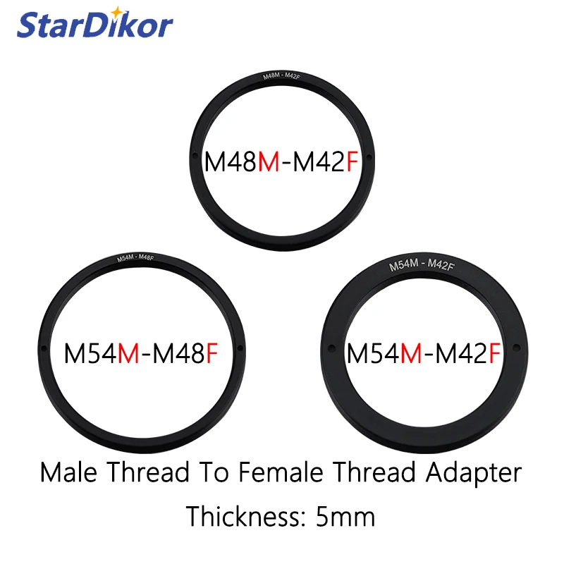 StarDikor M42/M48/M54 x0.75 Male To Female Thread Telescope Adapter Ring Aluminium Alloy For Zwo ...