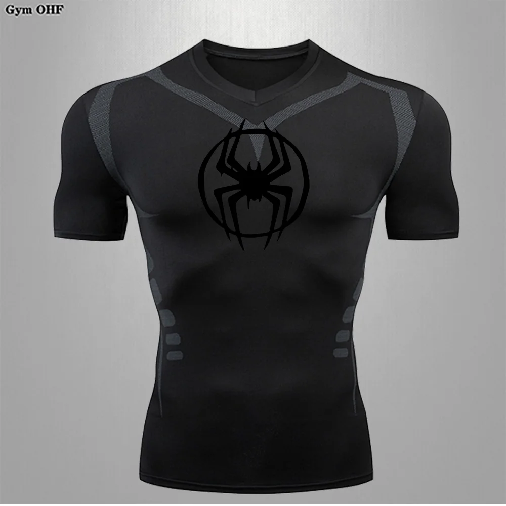 2024-Men-s-Spider-Print-Compression-Shirt-Quick-Dry-T-Shirt-Gym-Running ...