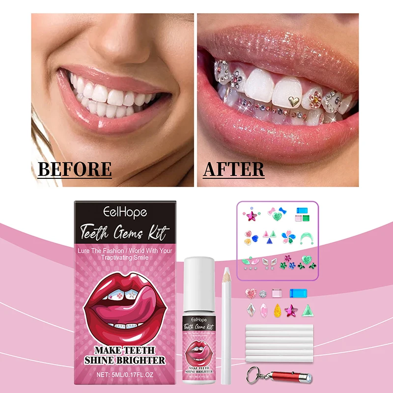 Tooth-Jewelry-Kit-DIY-Teeth-Gems-Kit-With-Glues-And-Light-Teeth-Clear ...