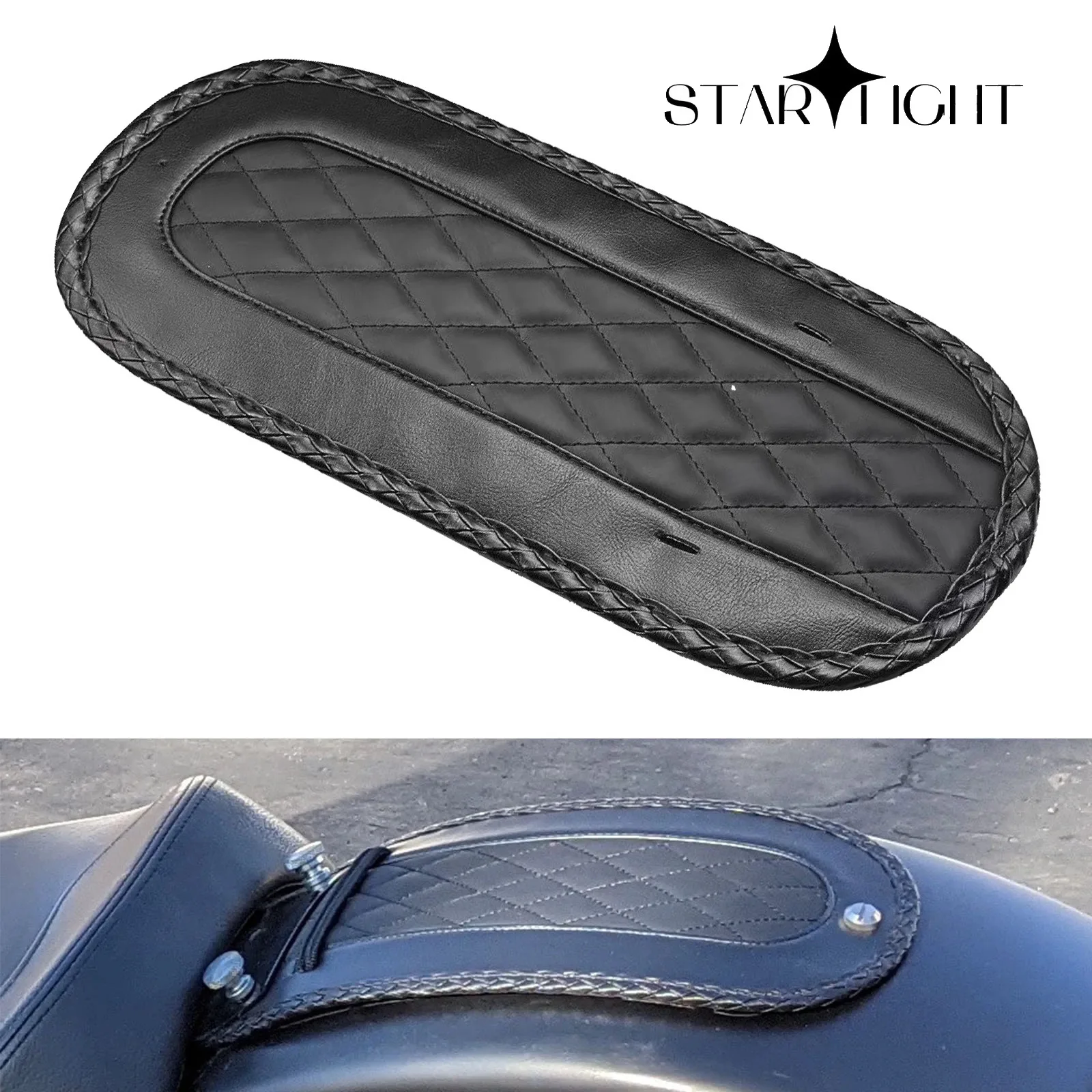 Motorcycle-Leather-Rear-Fender-Bib-Solo-Seat-Black-Harley-Touring ...