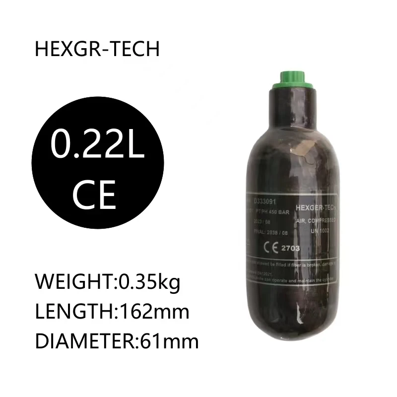 220cc-4500Psi-300Bar-30Mpa-0-22L-PCP-Carbon-Fiber-Cylinder-HPA-Tank ...