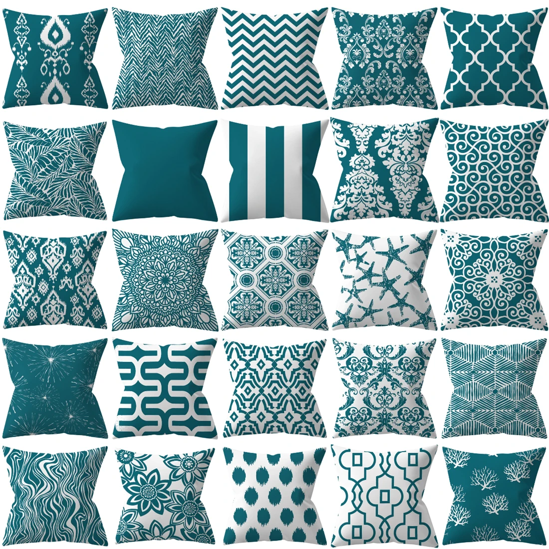 Quente-turquesa-geom-trica-verde-escuro-capa-de-almofada-n-rdico-floral-impress-o-travesseiros ...