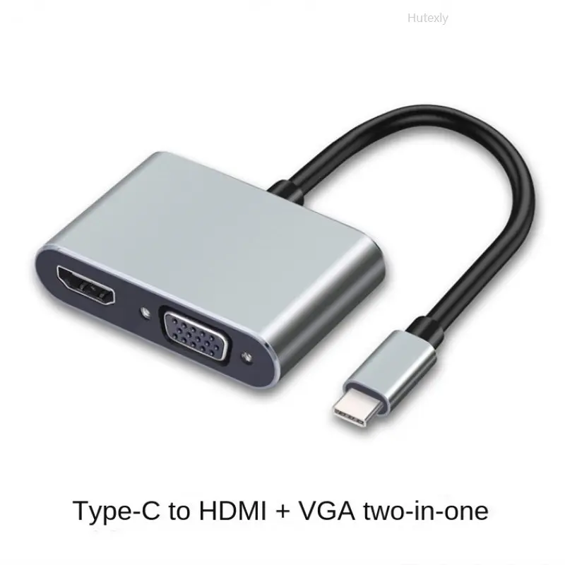 Type-c To Hdmi Vga Converter 4k Hd Computer Projector Adapter Cable ...