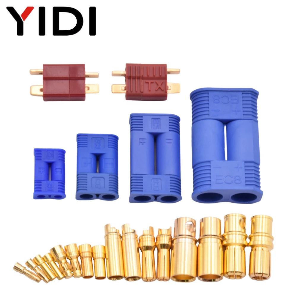 5/10 Sets T Plug EC2 EC3 EC5 EC8 Bullet Banana Plug Lipo Battery ...