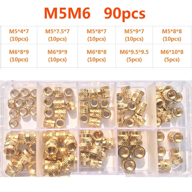 Brass Hot Melt Insert Nut Set M2 M2.5 M3 M4 M5 M6 Brass Thread Heat Molding Double Twill ...