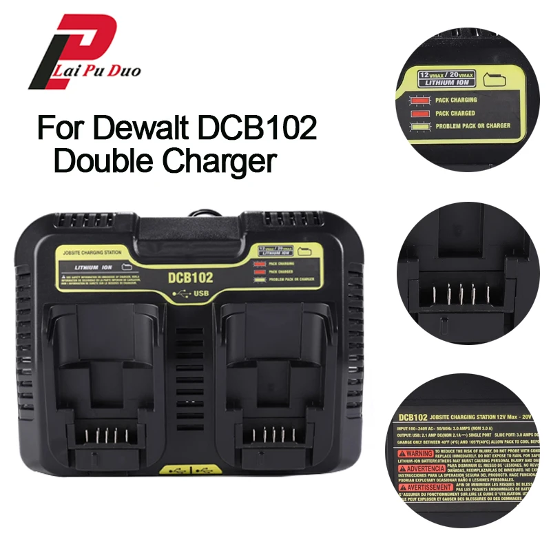DCB102 DCB200 Battery Charger for Dewalt Battery 10.8V 12V 14.4V 18V ...