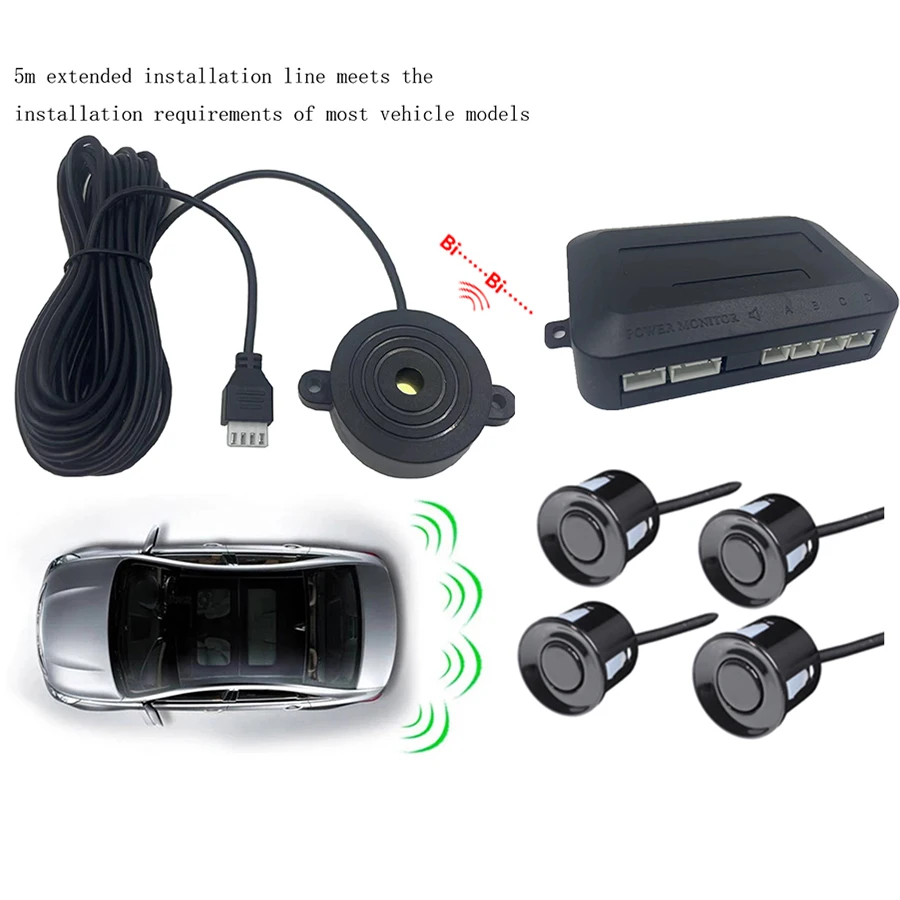 12V-22mm-Car-Parking-Sensor-Kit-Universal-4-Buzzer-Reverse-Backup-Radar ...