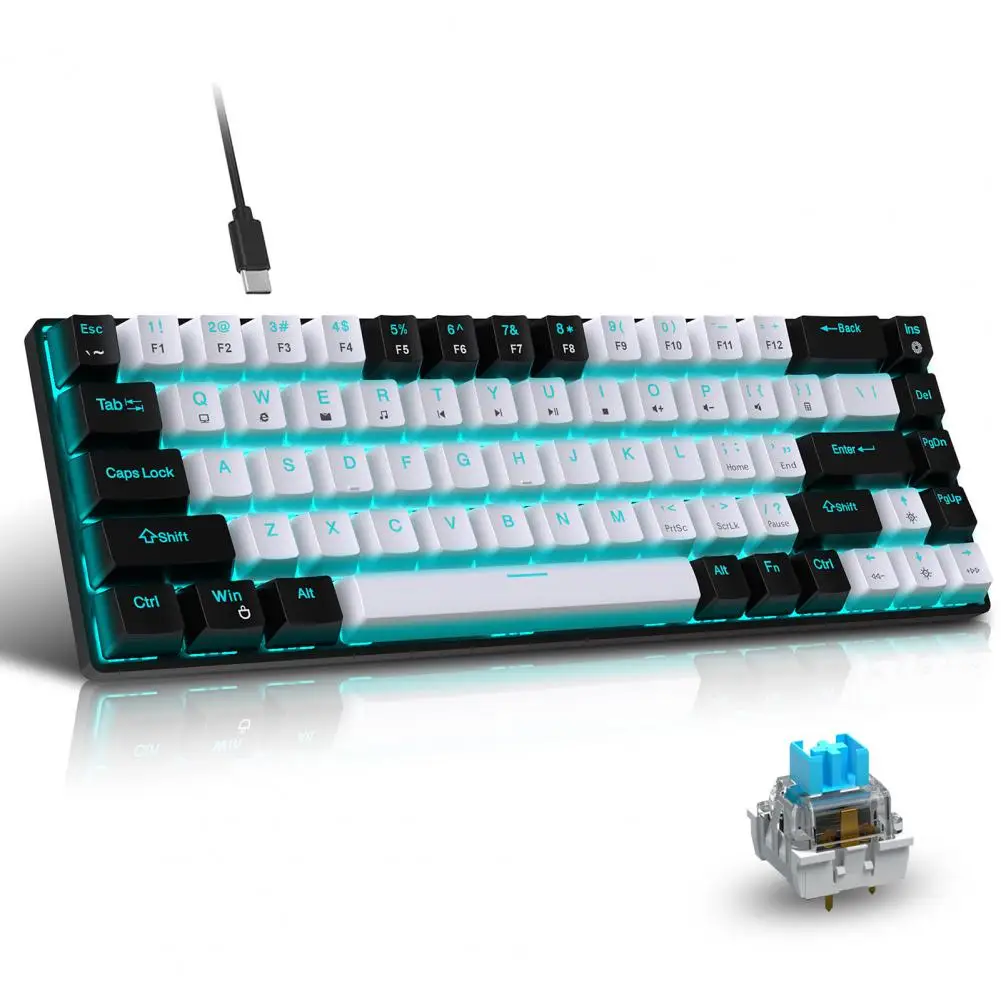 Wired-Mechanical-Keyboard-68-Keys-Hot-Swap-Blue-Switch-Backlight ...