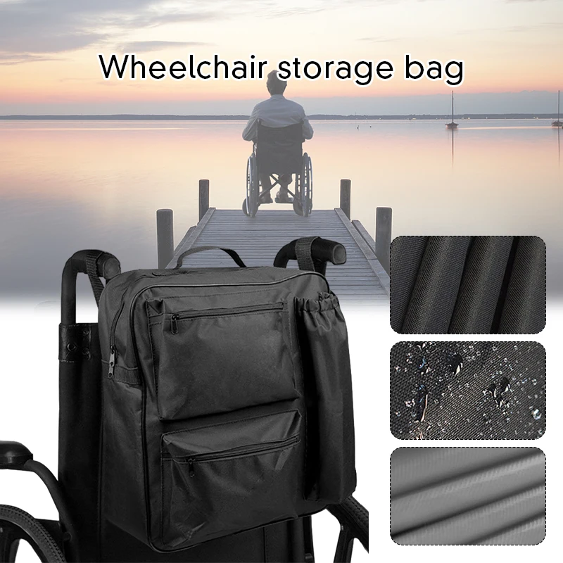 Wheelchair Storage Bag Waterproof Large Capacity Wheelchair Rear Carry ...