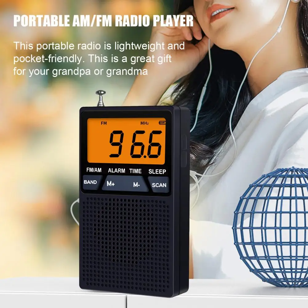 Portable AM/FM Radio Mini 2 Band Digital Radio with Speaker Time ...