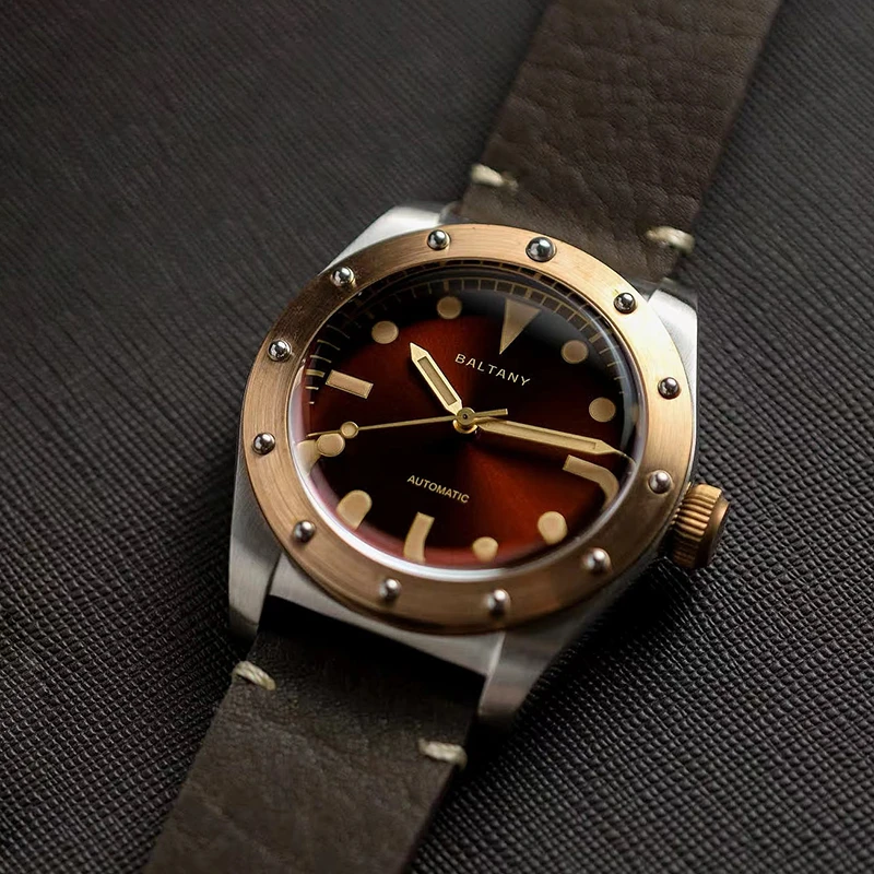 Men Vintage Watch Unique Bronze Stainless Steel Case 200m Waterproof ...