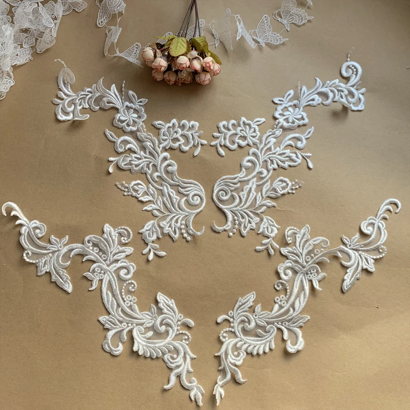Ivory-Lace-Applique-Neckline-Collar-Appliques-Embroidery-Fabric-Cloth ...