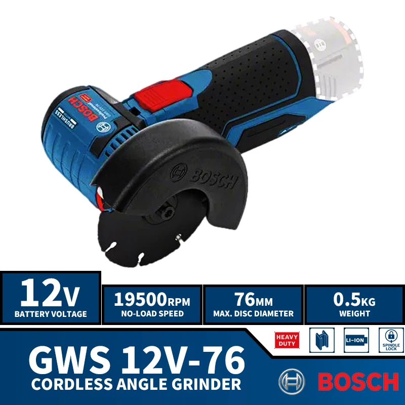 BOSCH GWS 12V 76 무선 컴팩트 76MM 앵글 그라인더, 12V 리튬 전동 공구 금속 타일 절단 19500RPM ...